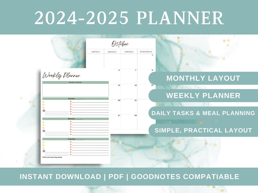 2024-2025 Planner | Monthly Calendar | Business Planner | Weekly ...