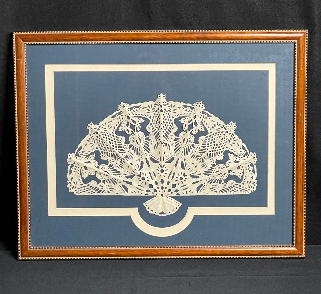 Vintage Folk Art Scherenschnitte Hand-crafted Scissor Cut Fan - Etsy