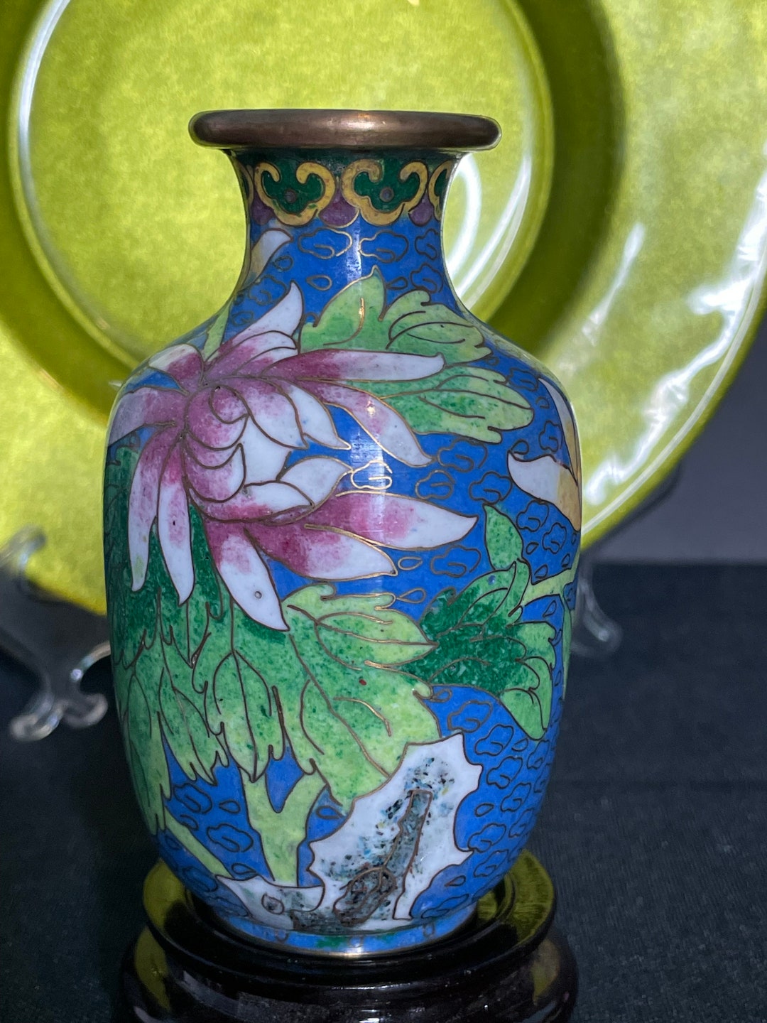 Vintage Jingfa Cloisonne Vase With Stand - Etsy