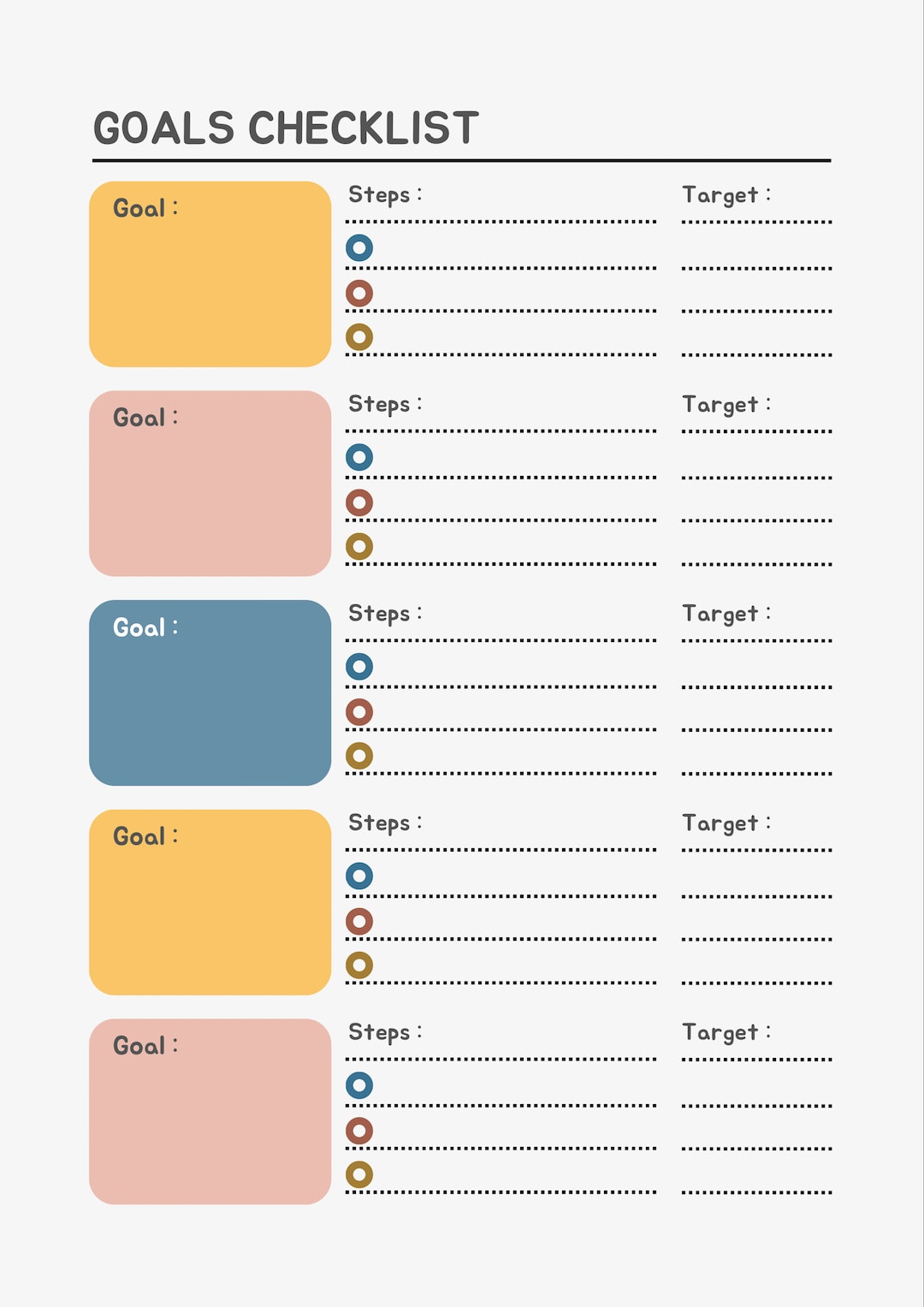 GOALS CHECKLIST - Etsy