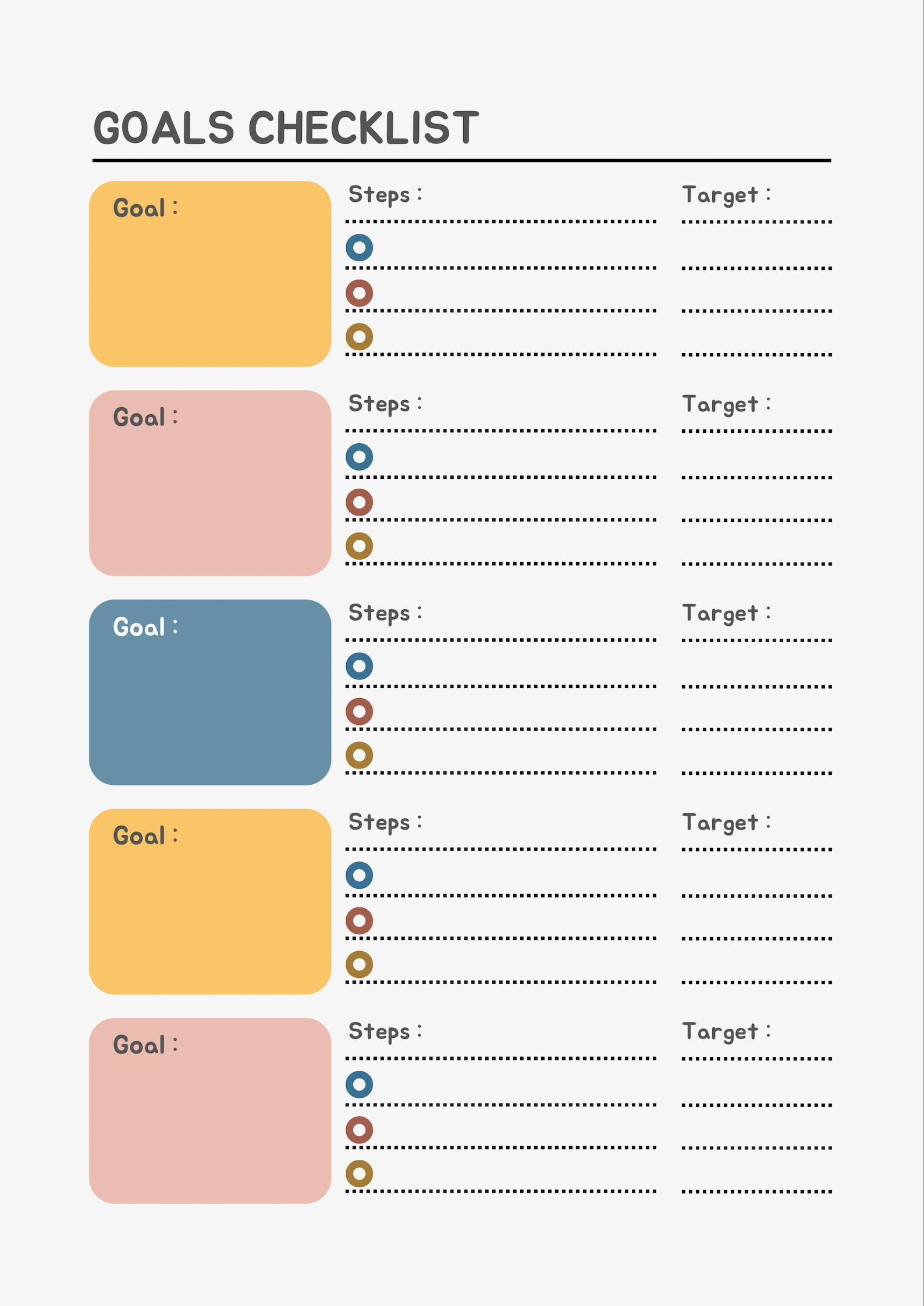 GOALS CHECKLIST - Etsy