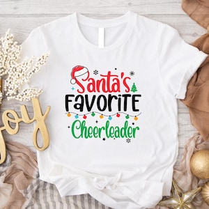 Santa's Favorite Cheerleader T-shirt, Cheerleader Holiday Women Shirt ...
