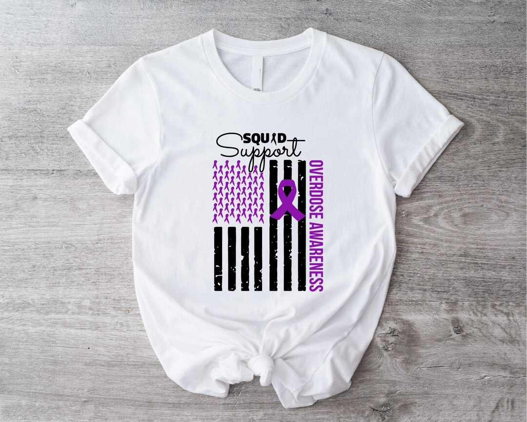 Overdose Awareness Flag T-shirt, Overdose Support Squad Shirt, Overdose ...