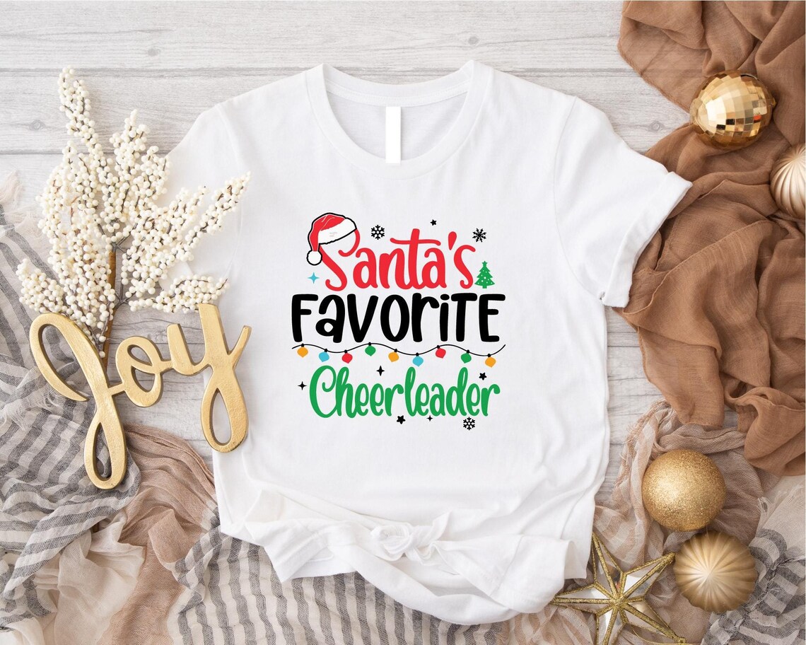 Santa's Favorite Cheerleader T-shirt, Cheerleader Holiday Women Shirt ...