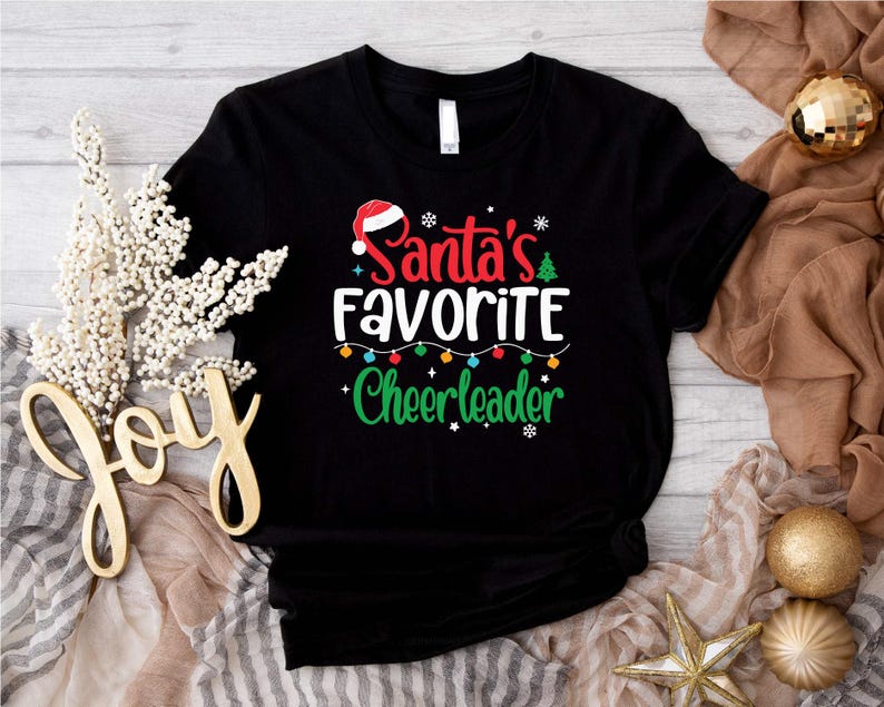 Santa's Favorite Cheerleader T-shirt, Cheerleader Holiday Women Shirt ...