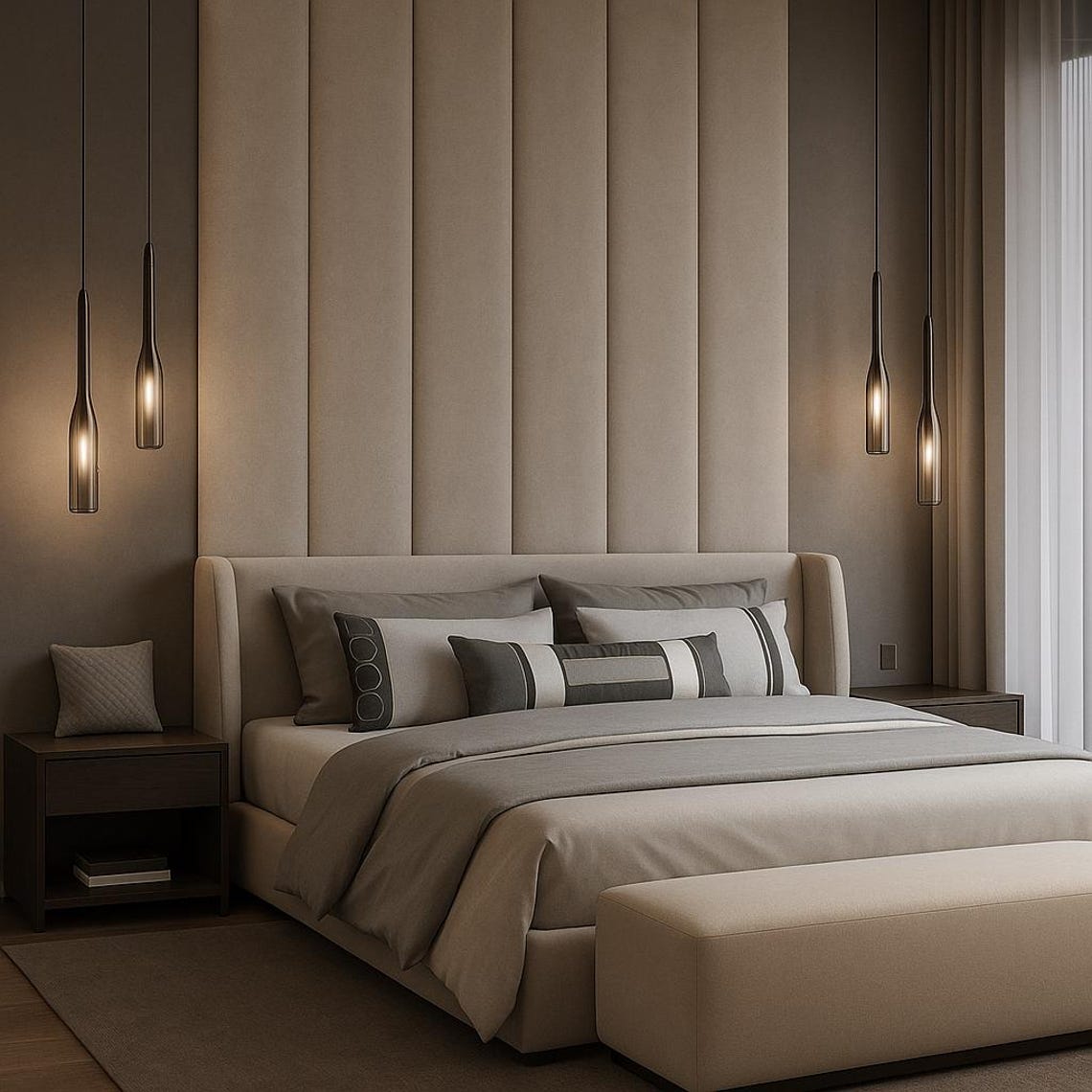 Custom Upholstered Wall Panels – Vertical Slat Style – Velvet Stripes for Modern Headboards ...