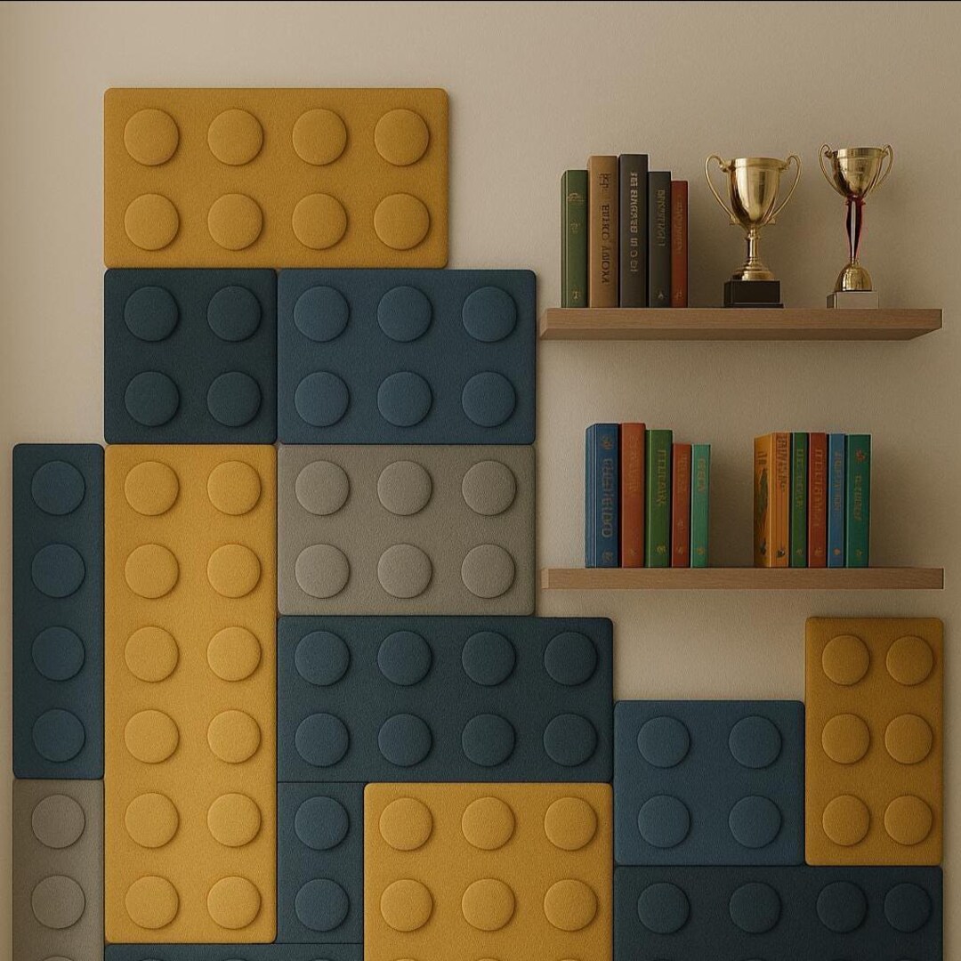 Upholstered Brick-style Wall Panels – Soft Velvet Blocks, Kids Room ...