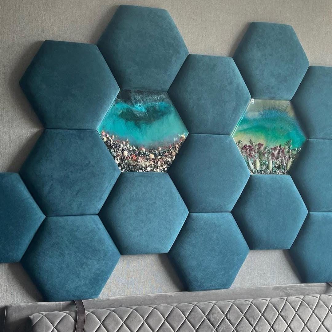 Velvet Hexagon Wall Panel. Soft Padded Headboard in Various Colors for Bedroom, Nursery or ...