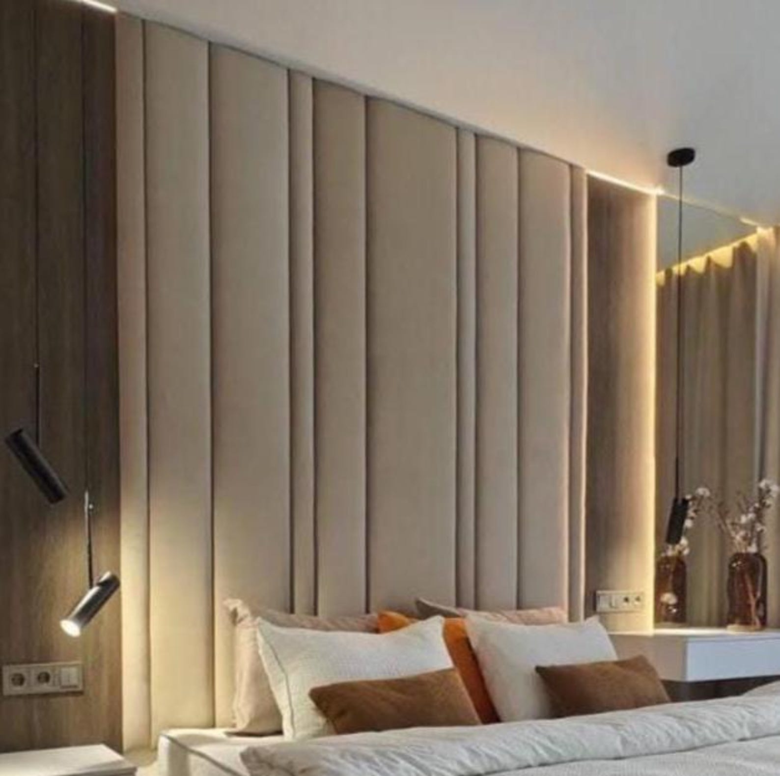 Custom Upholstered Wall Panels – Vertical Slat Style – Velvet Stripes for Modern Headboards ...
