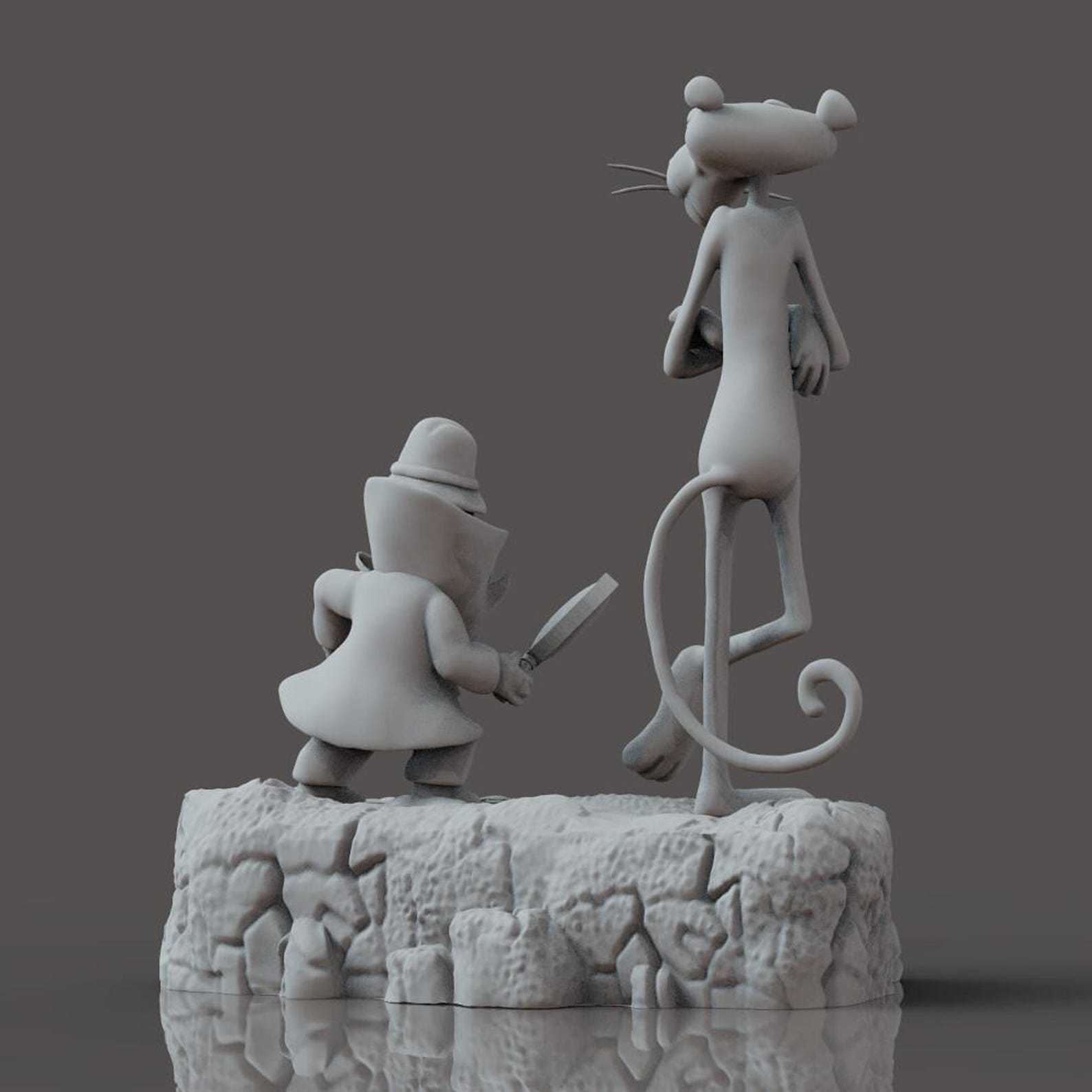 Pink Panther and Detective 3d File Stl Diorama - Etsy