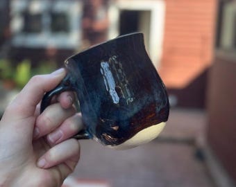 Large Sunset Ceramic Mug Sunrise Sunset Mugs Black and Turquoise Mug ...