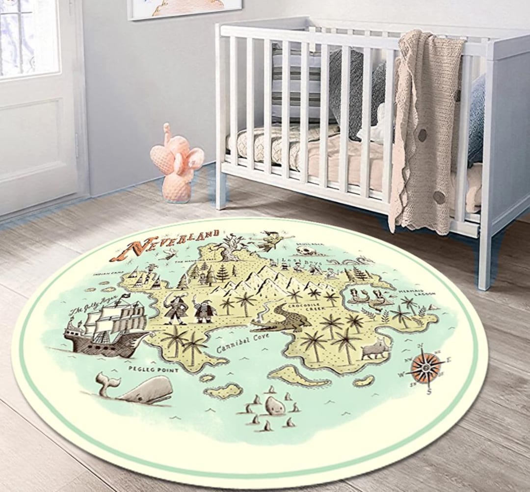 Neverland Map Rug: Kids Room Decor, Washable Cotton - Etsy