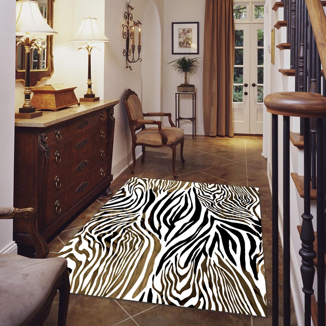 Zebra Runner Rug, Zebra Pattern Runner Rug, Zebra Fur Pattern Runner ...