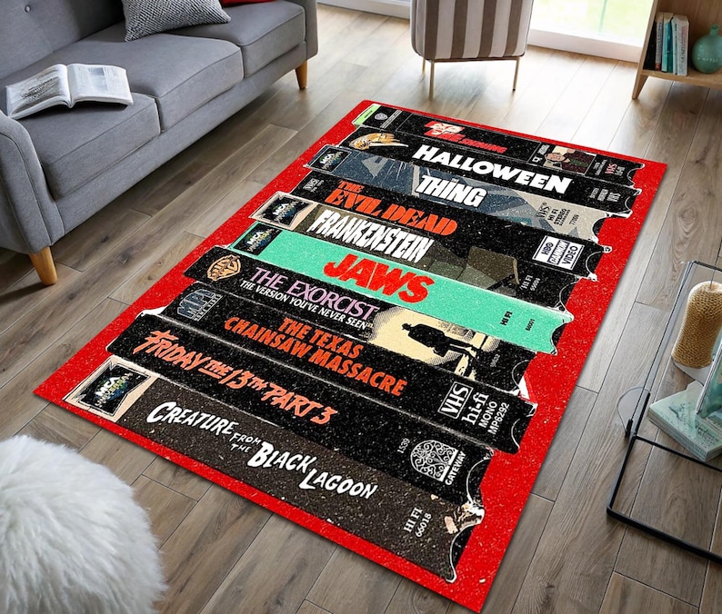 Horror Movie VHS Rug: Halloween Decor, Scary Film Art, - Etsy