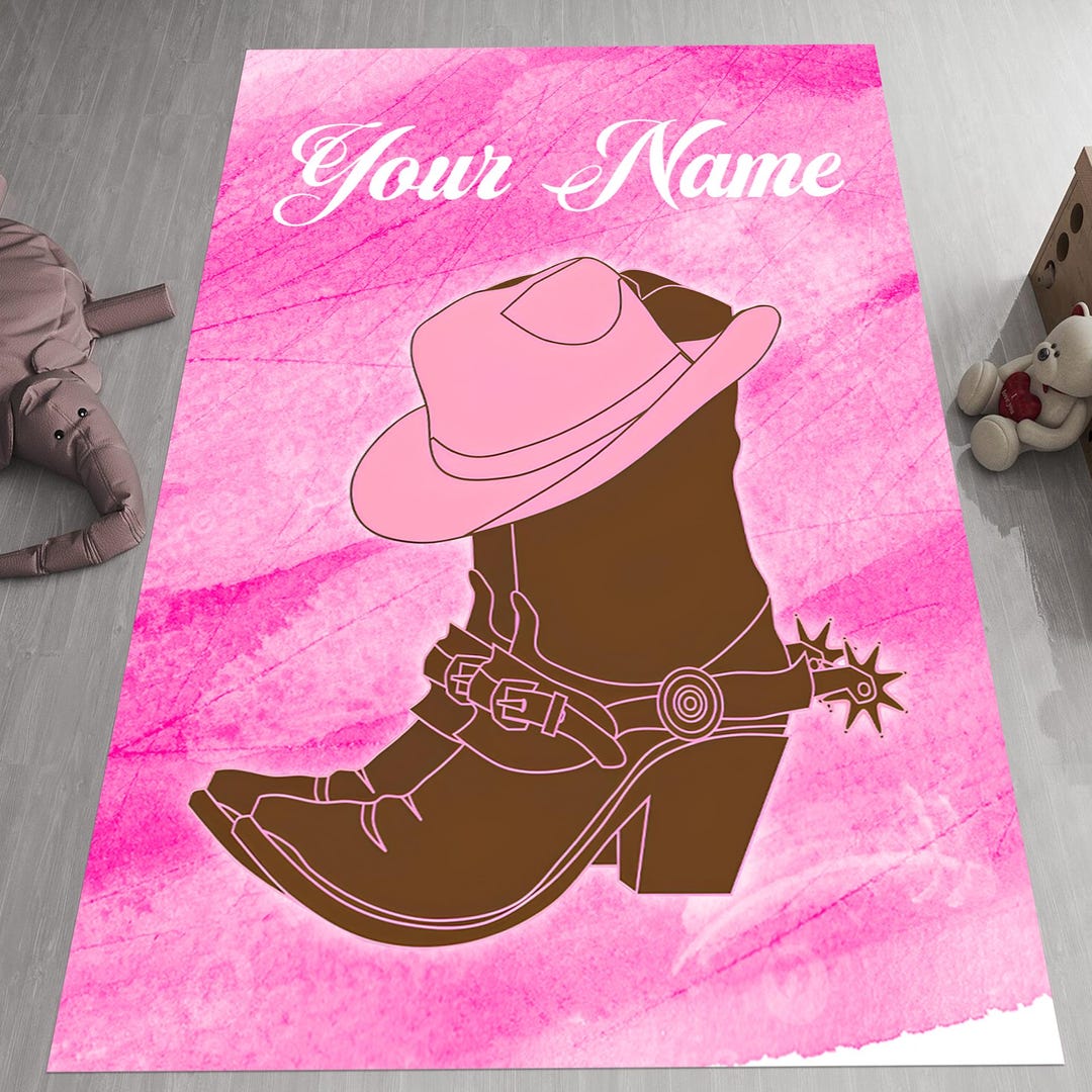 Western Rug,historic Rug,antique Rug,cowboy Boots Rug,pink Cowgirl Rug ...