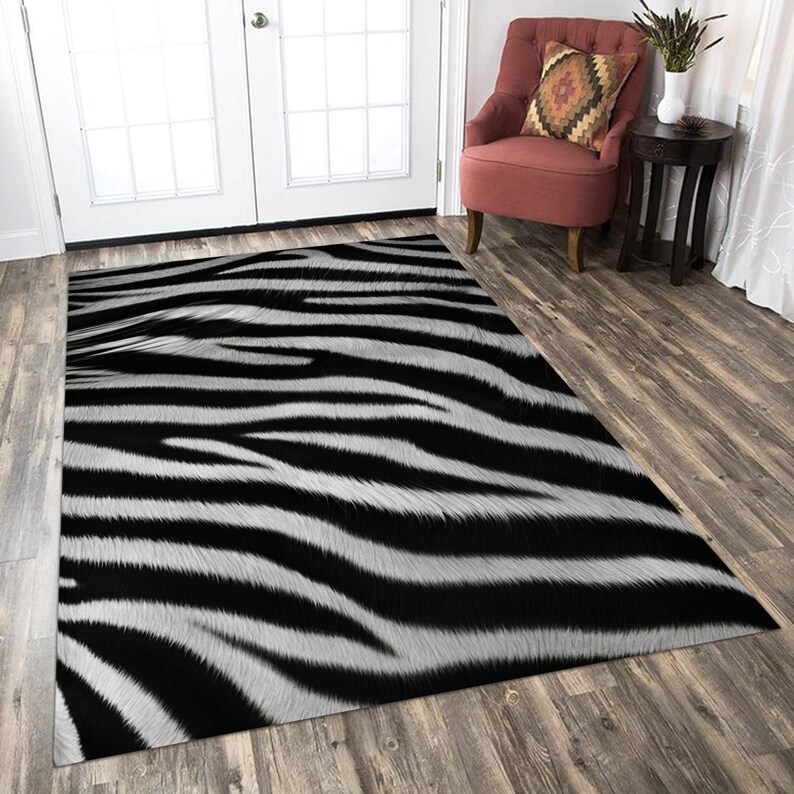 Zebra Print Runner Rug: Modern Animal Decor, Non-slip - Etsy