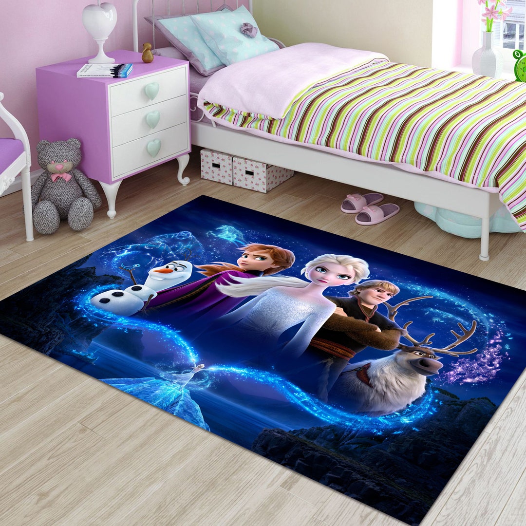 Elsa and Anna Rug: Washable Cotton Kids Room Decor - Etsy