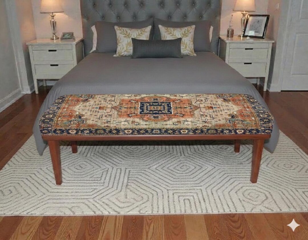 Persian Medallion Bench, Living Room Bench, Bedroom Bench, Vintage ...