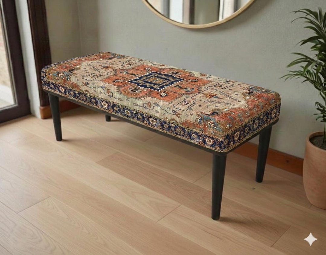 Persian Medallion Bench, Living Room Bench, Bedroom Bench, Vintage ...