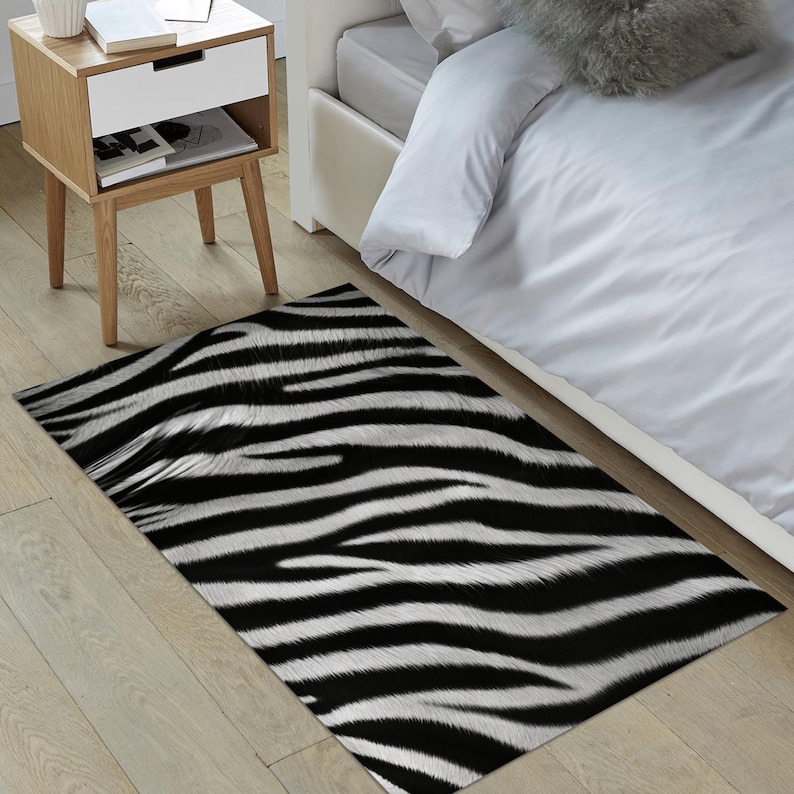 Zebra Print Runner Rug: Modern Animal Decor, Non-slip - Etsy