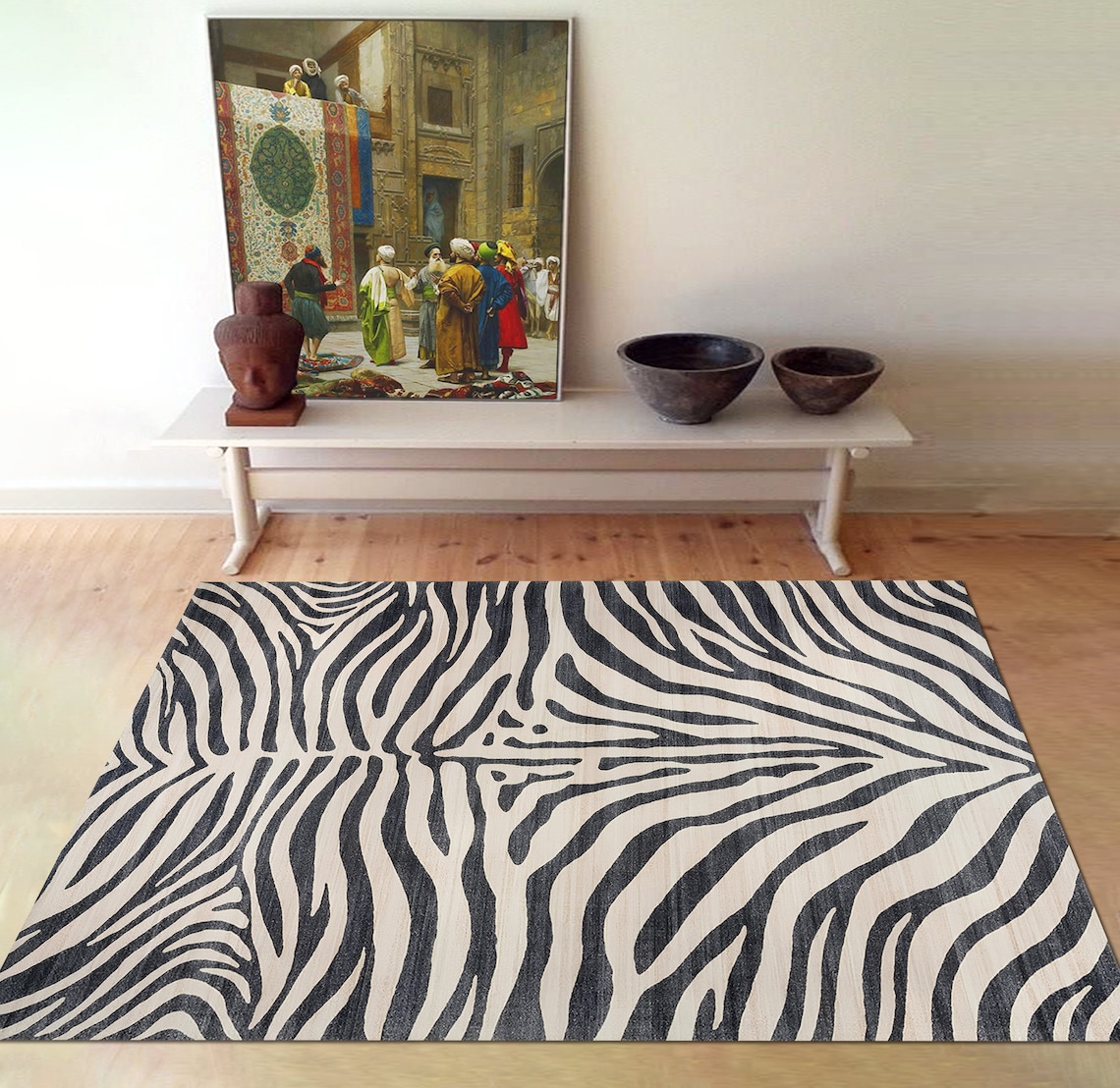 Zebra Pattern Rug, Zebra Skin Bedroom Rug, Non-slip Washable Rug ...