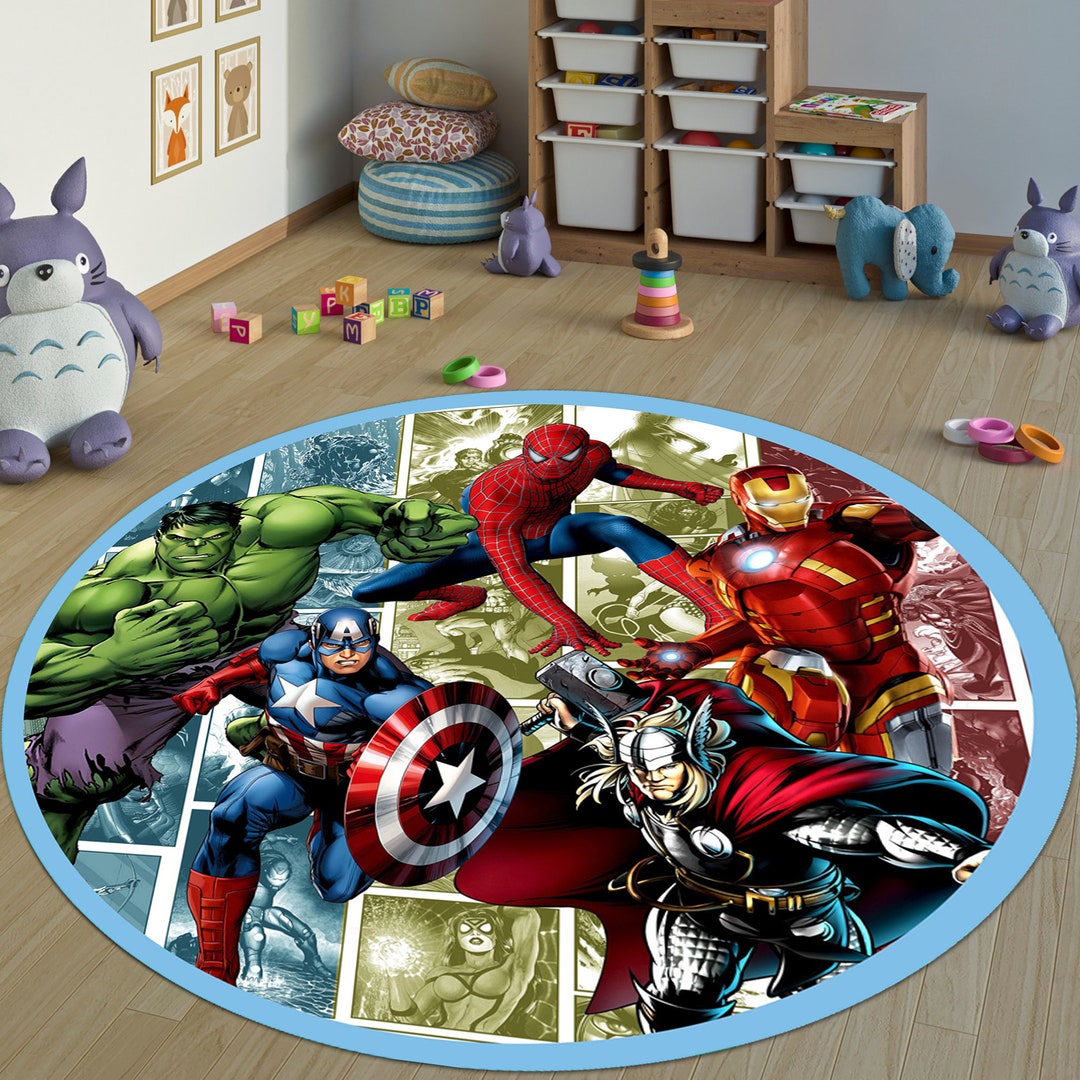 Round Rug,marvel Rug,superheros Rug,marvel Character,nursery Rug,kids ...