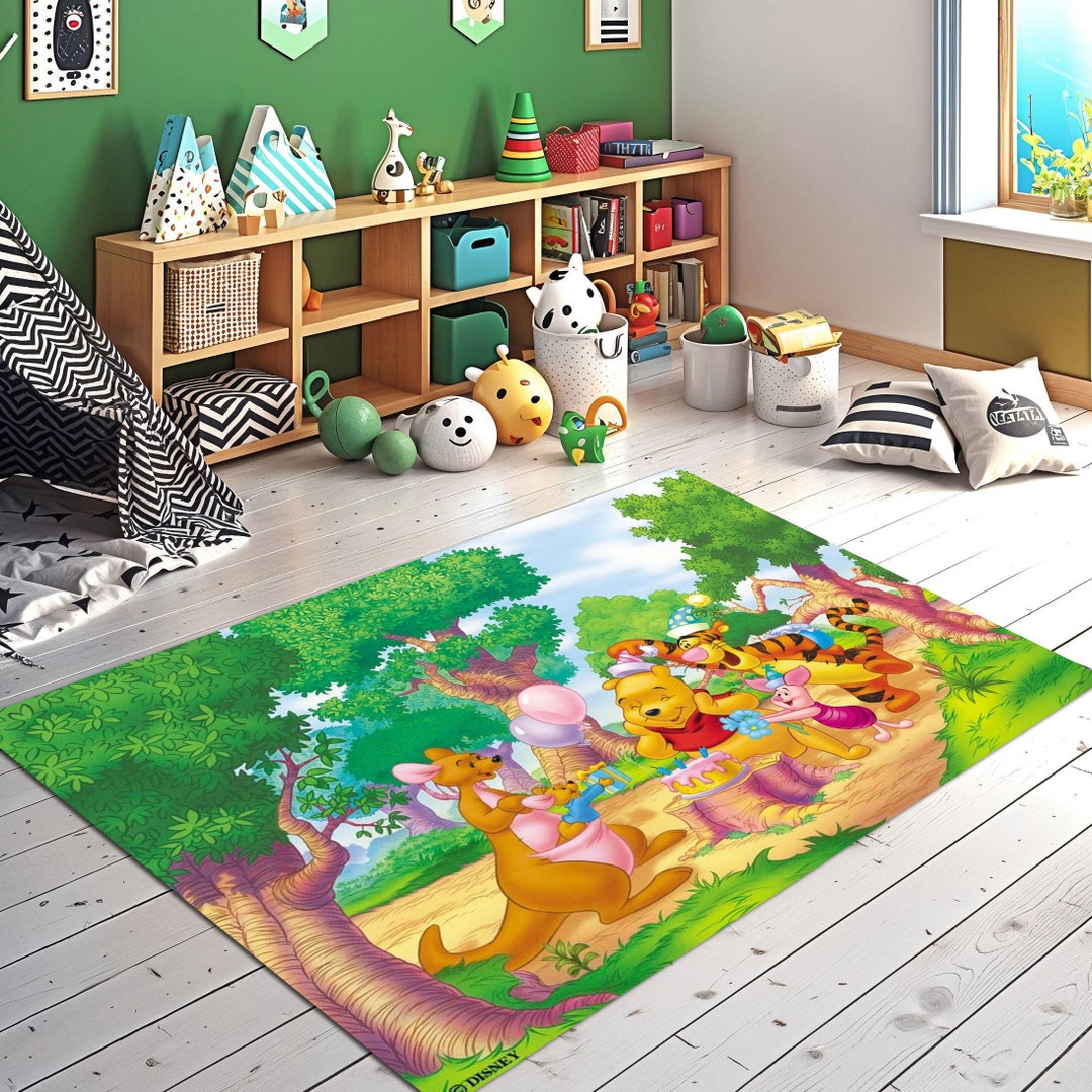 Winnie the Pooh Rug: Kids Nursery Decor, Machine Washable - Etsy
