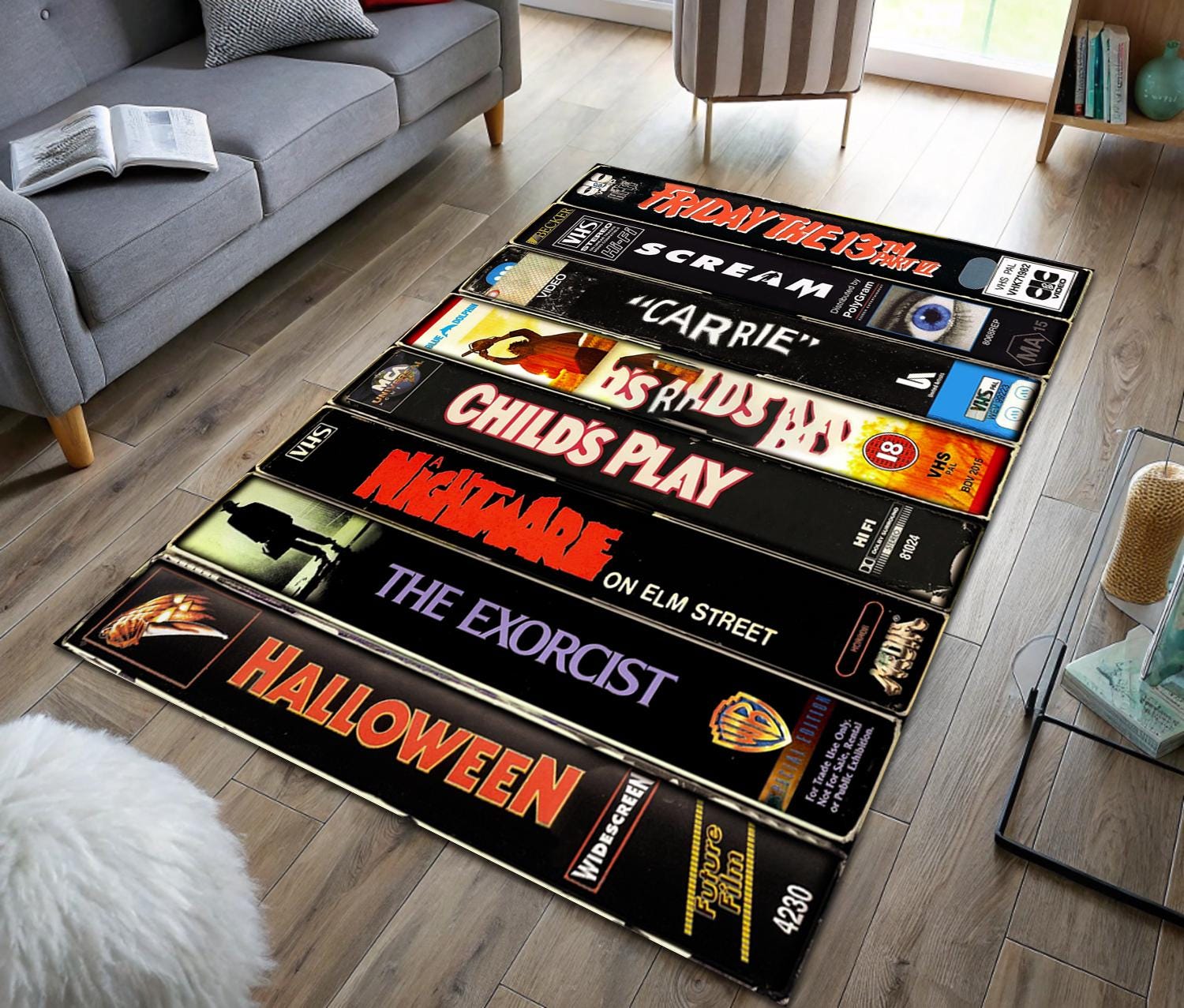 Horror Movie VHS Rug: Halloween Decor, Scary Film Art, - Etsy