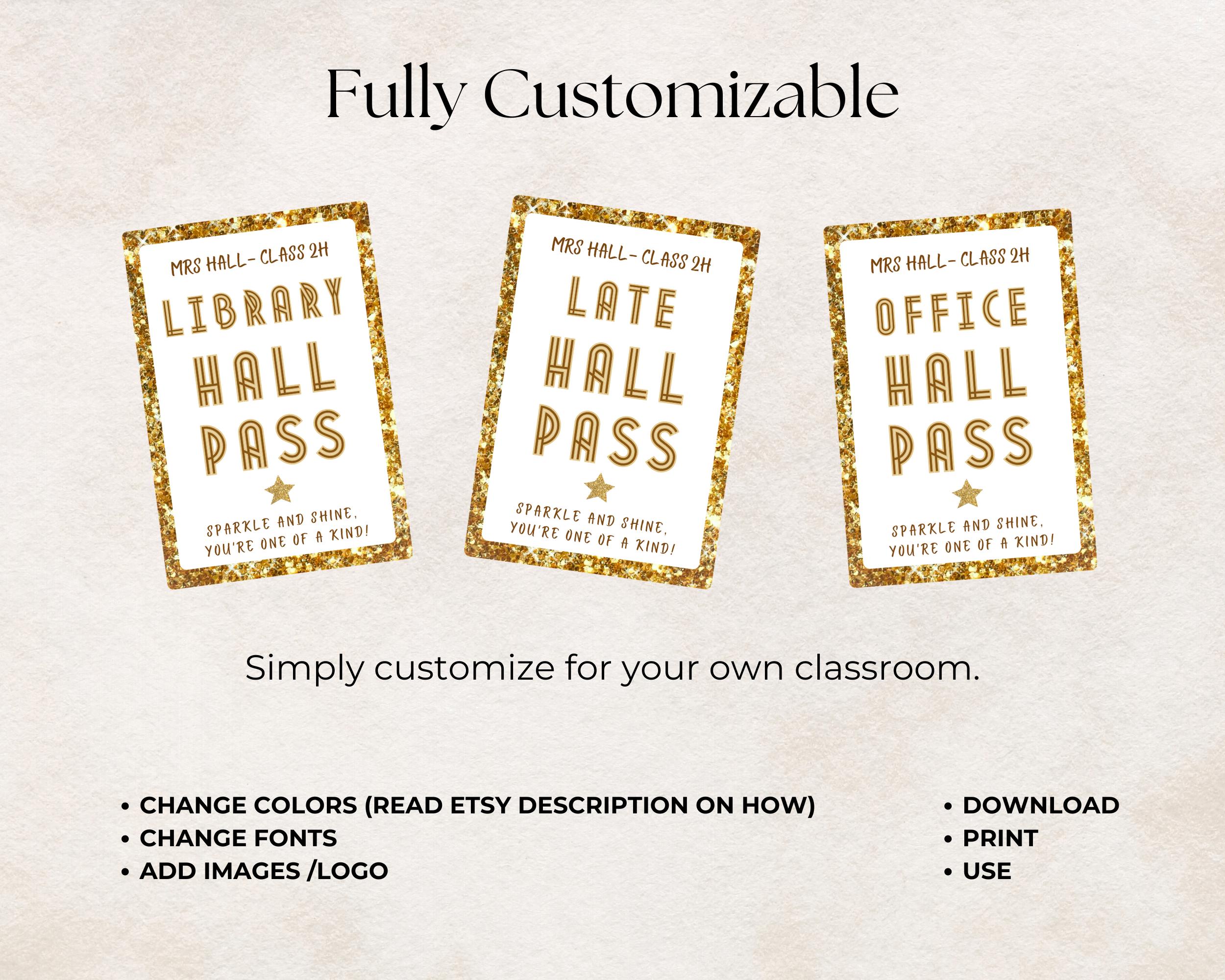 Hall Pass for Teacher, Classroom Hall Pass, School Hall Pass, Hall Pass ...