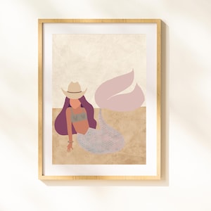 Trendy Cowgirl Mermaid Wall Art Cowgirl Beach Print Coastal Cowgirl ...