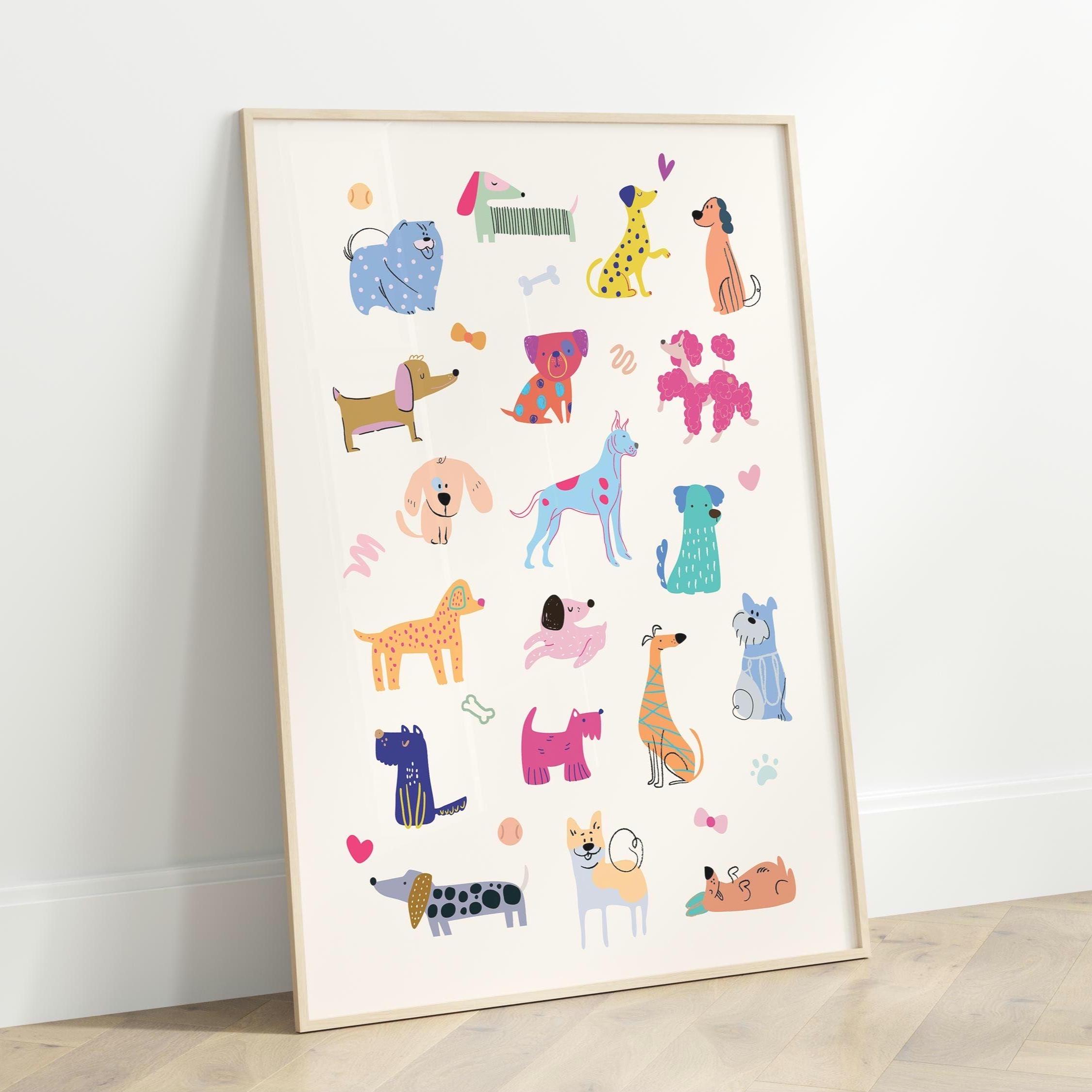 Dog Print Wall Art Dog Breeds Print for Dog Lover Gift for Dog Owners ...