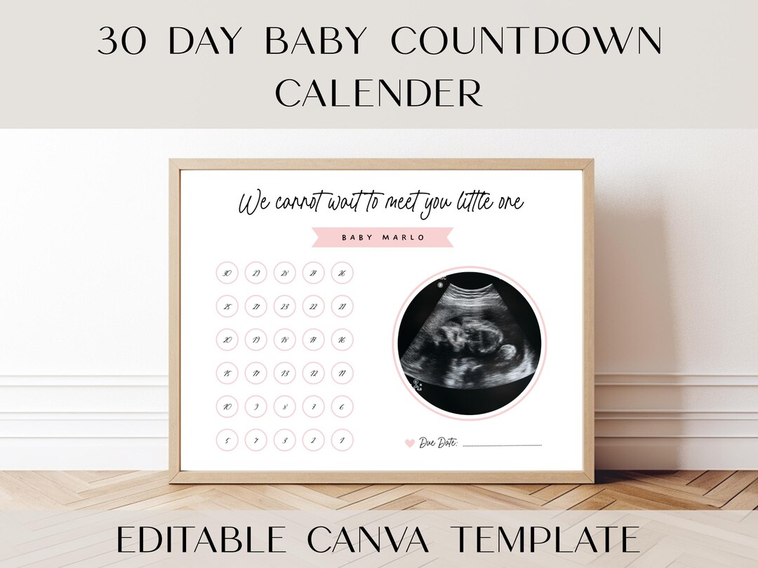 Baby Scan Photo Countdown Calender - Pregnancy Keepsake, Printable Baby ...