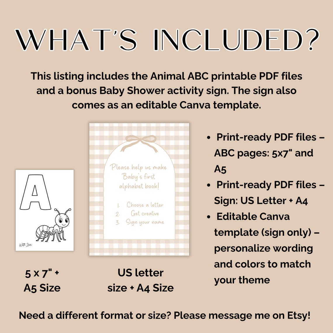 Baby's First ABC Book - Fun Baby Shower Coloring Activity, Blank ABC ...