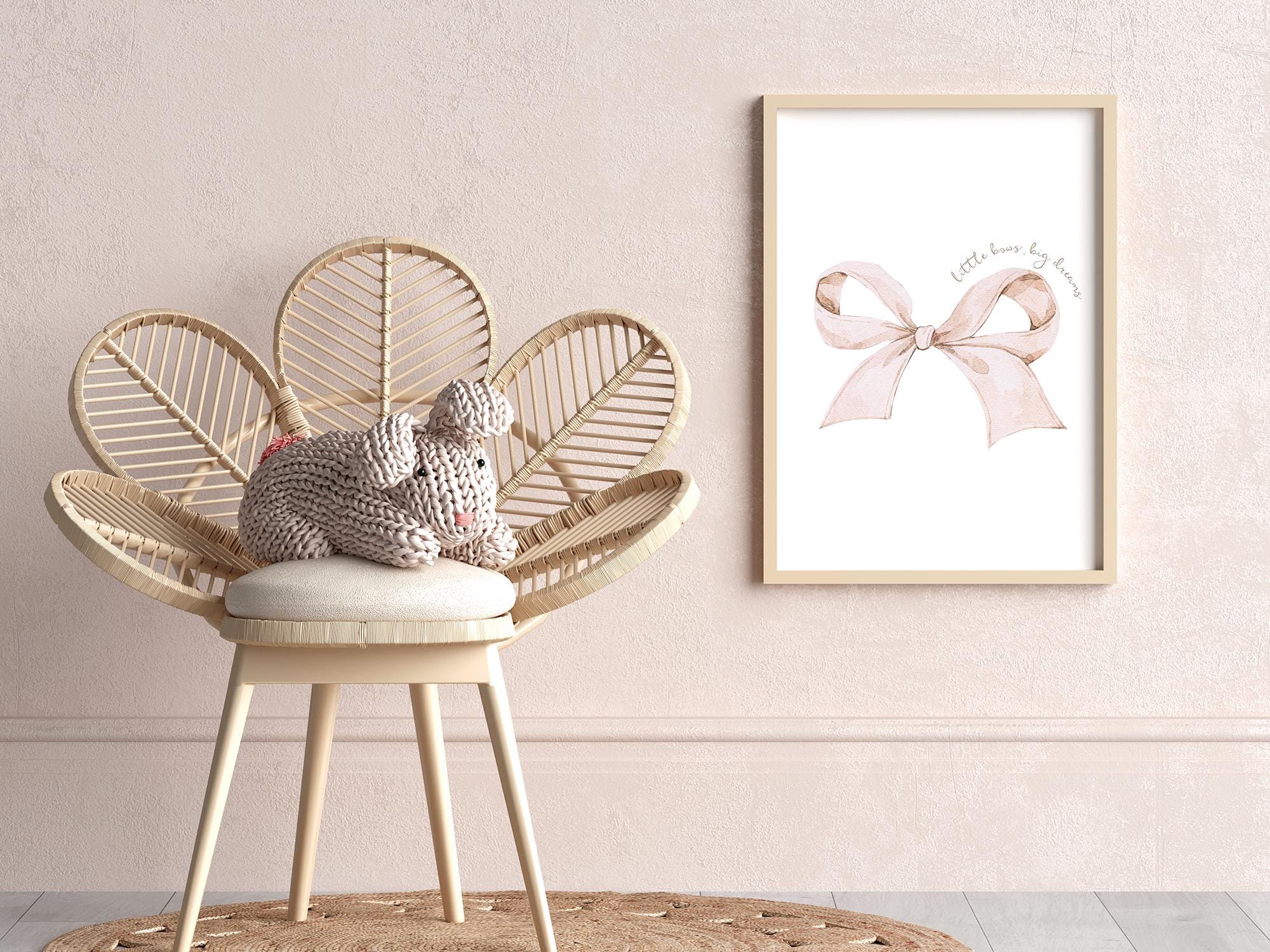 Pink Bow Nursery Print, Coquette Poster, Vintage Nursery, Baby Girl ...
