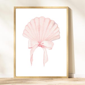 Pink Seashell Art Print, Watercolor Shell Wall Art, Seashell Poster ...