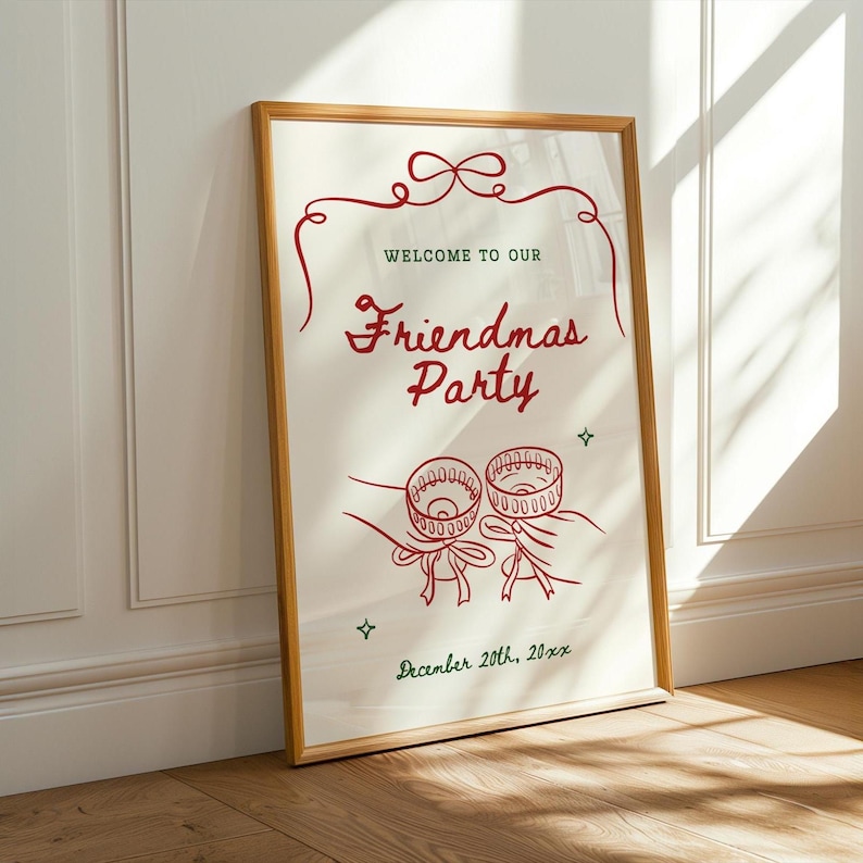 Friendsmas Welcome Sign - Editable Canva Template, Christmas Party ...