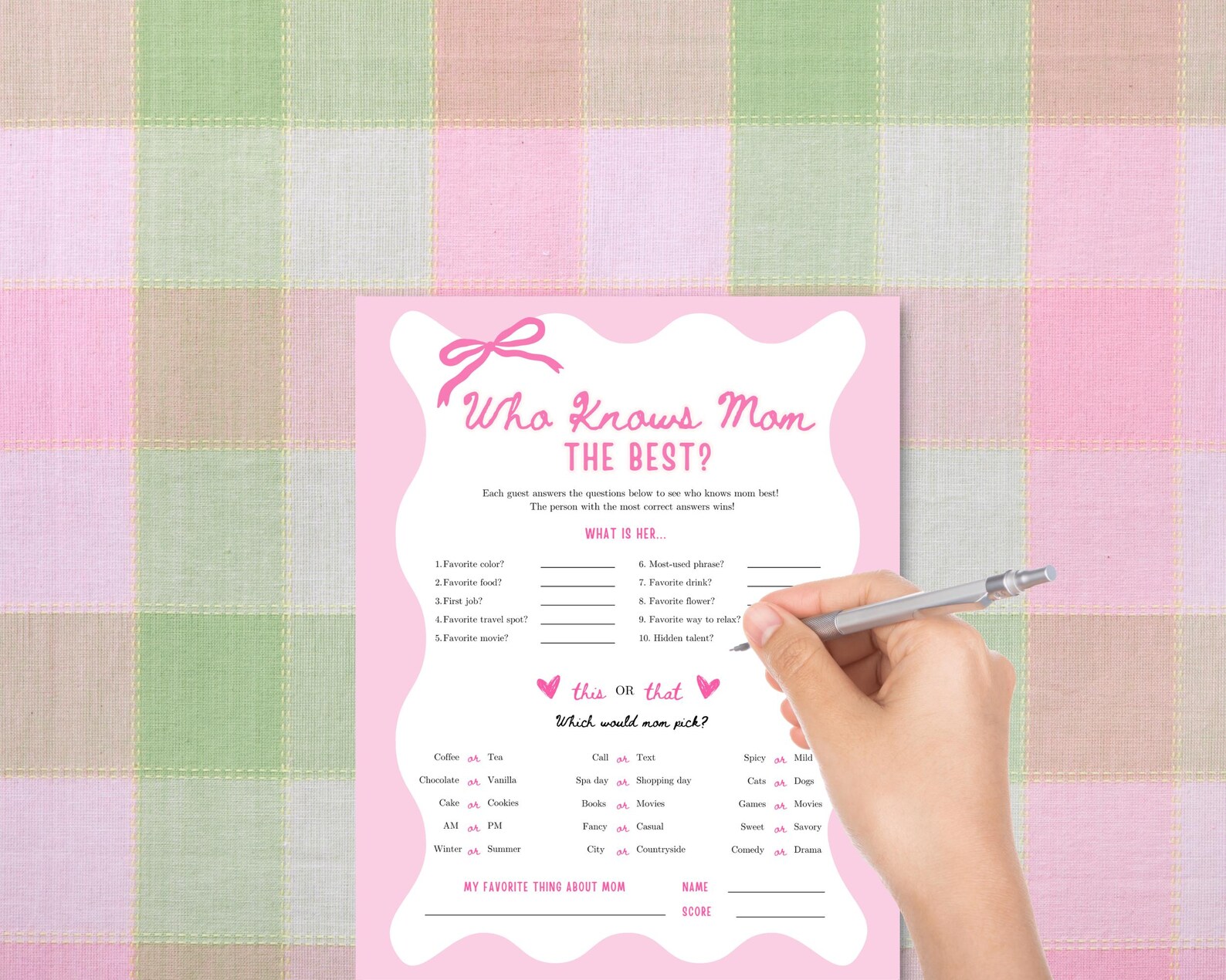 Mom's Birthday Game - Editable Canva Template, Fun Game for Mother's ...