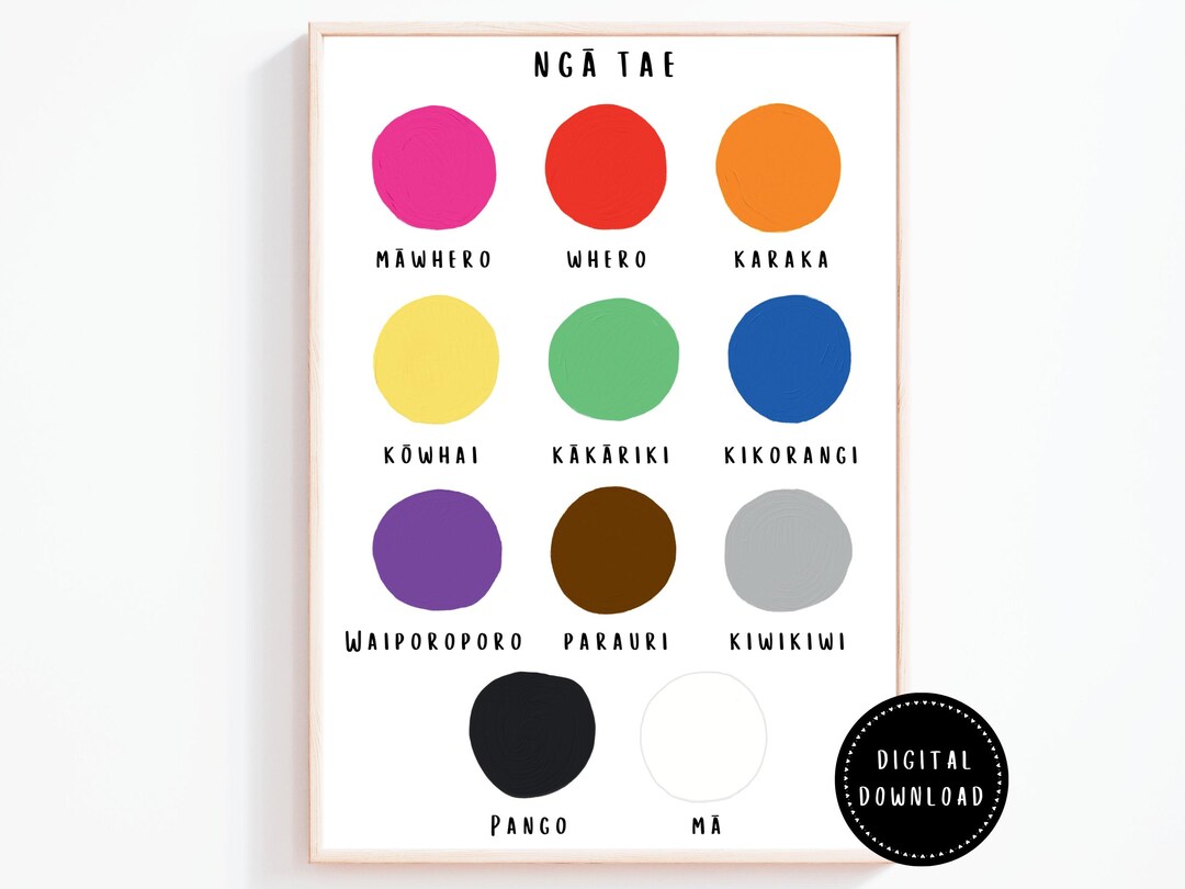 Te Reo Maori Colours Digital Print, Māori Nursery Print, New Zealand ...