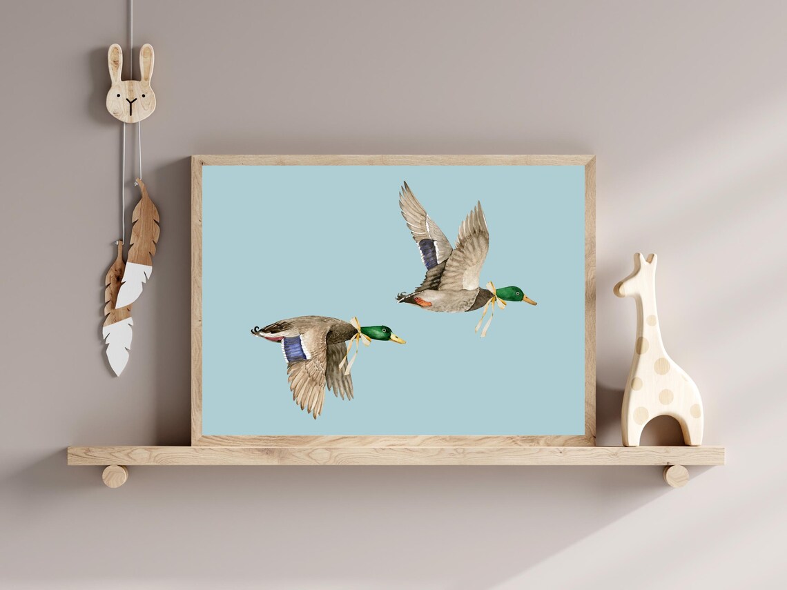 Mallard Duck Wall Art, Printable Duck Decor, Boys Nursery Print ...