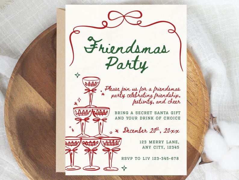 Friendsmas Party Invite With Bonus Gift Exchange Game Included ...