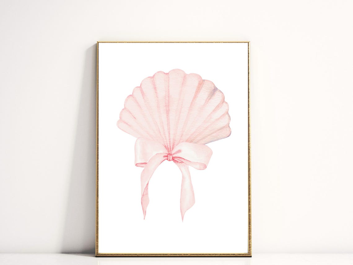 Seashell Nursery Decor Pink Ocean Prints Set of 6 Wall Art Coastal ...