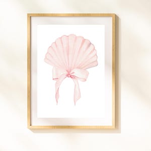Pink Seashell Art Print, Watercolor Shell Wall Art, Seashell Poster ...