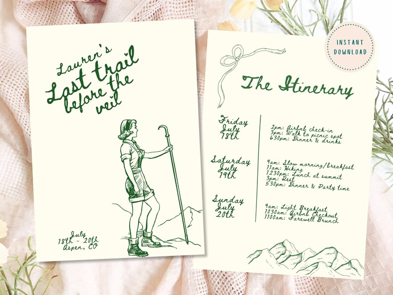 Last Trail Before the Veil Hiking Bachelorette Itinerary Template ...