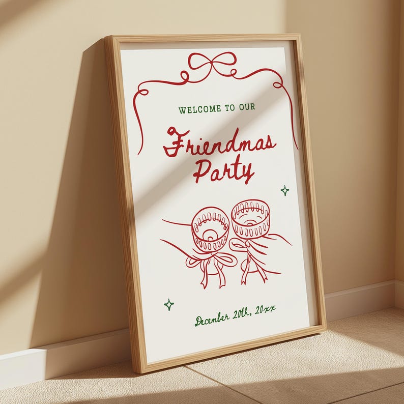 Friendsmas Party Welcome Sign – Editable Christmas Template - Digital ...