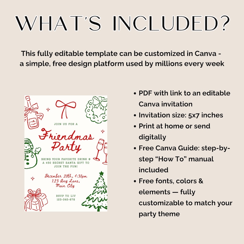 Friendsmas Digital Invitation Template | Christmas Friends Party Evite ...