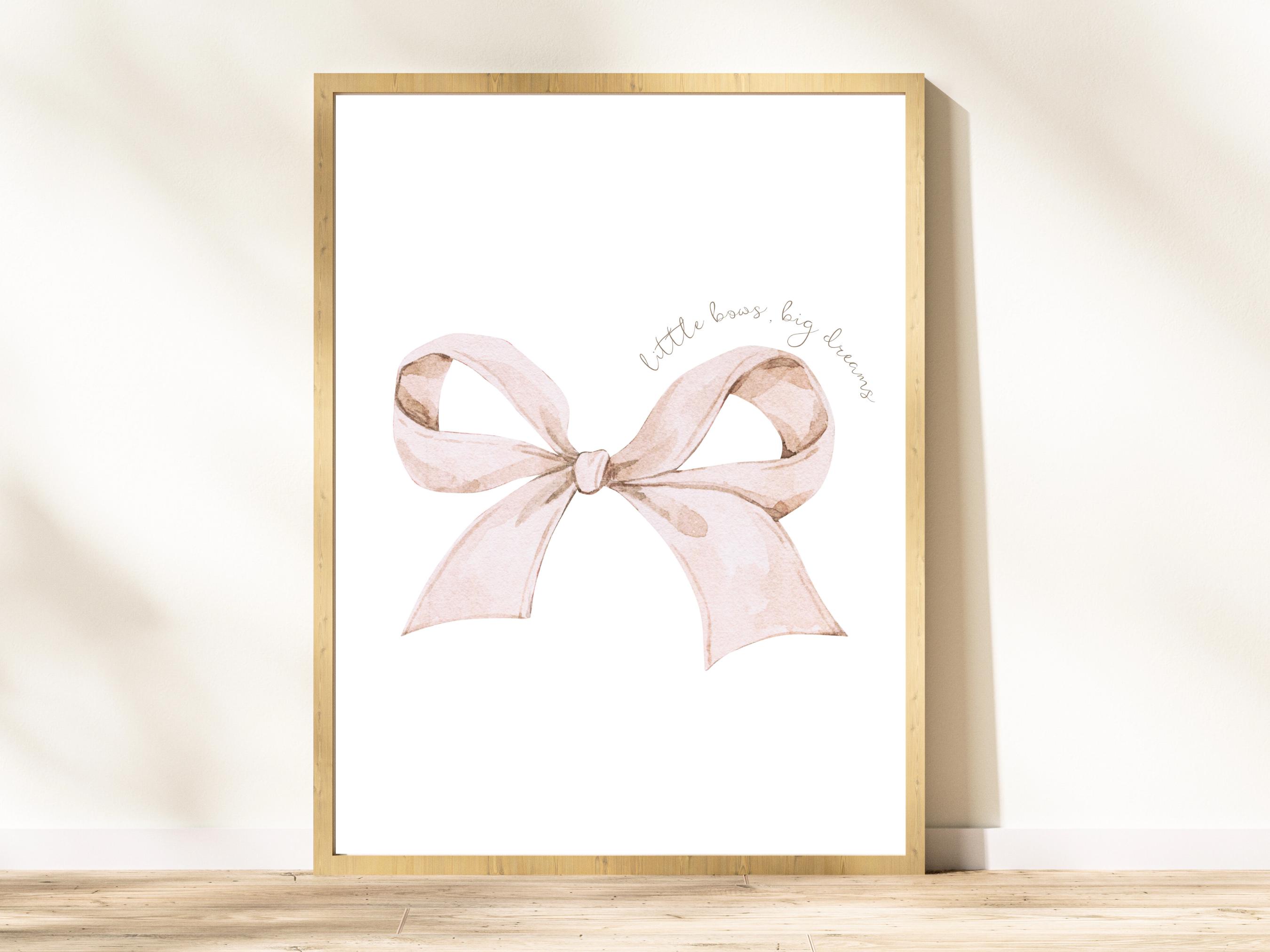 Pink Bow Nursery Print, Coquette Poster, Vintage Nursery, Baby Girl ...