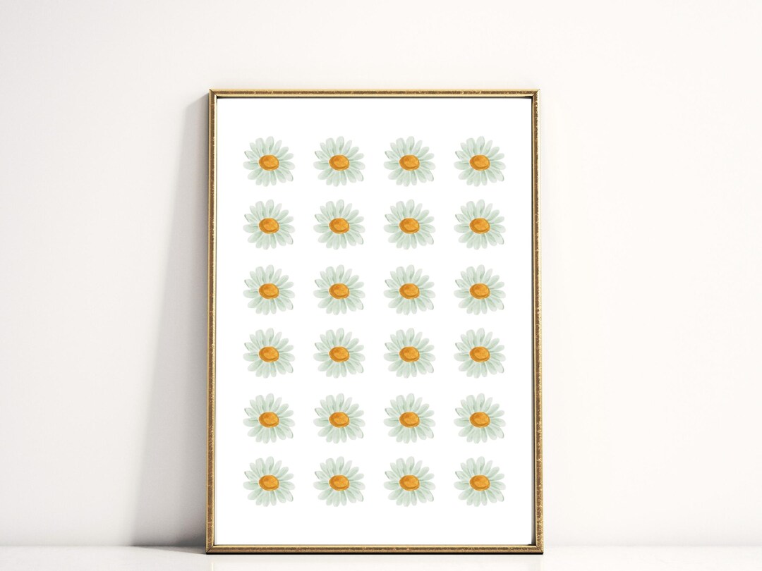 Daisy Chain Print, Watercolor Flowers Nursery Decor, Floral Printable ...