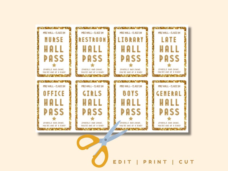 Hall Pass for Teacher, Classroom Hall Pass, School Hall Pass, Hall Pass ...