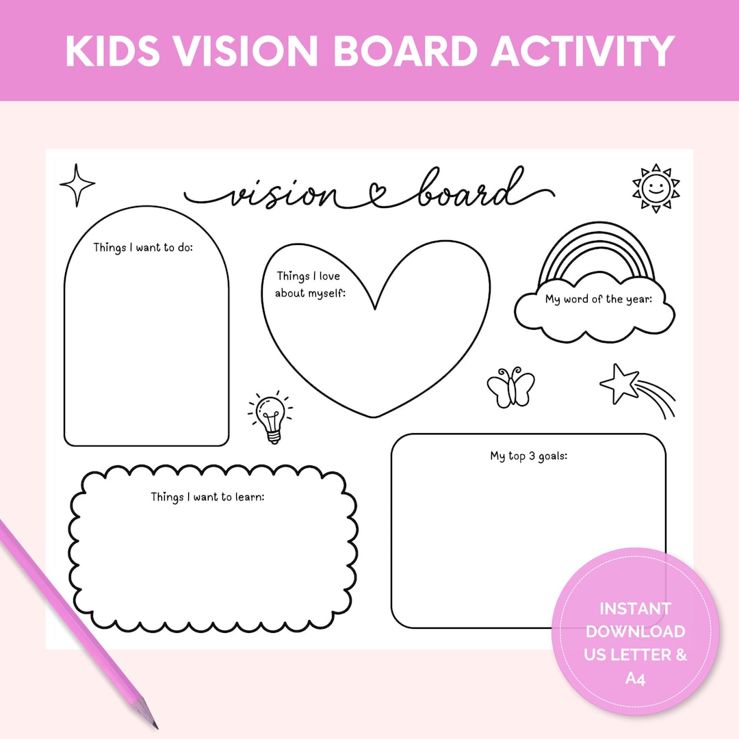 Kids Vision Board Printable, Digital Download Vision Board Activity for ...