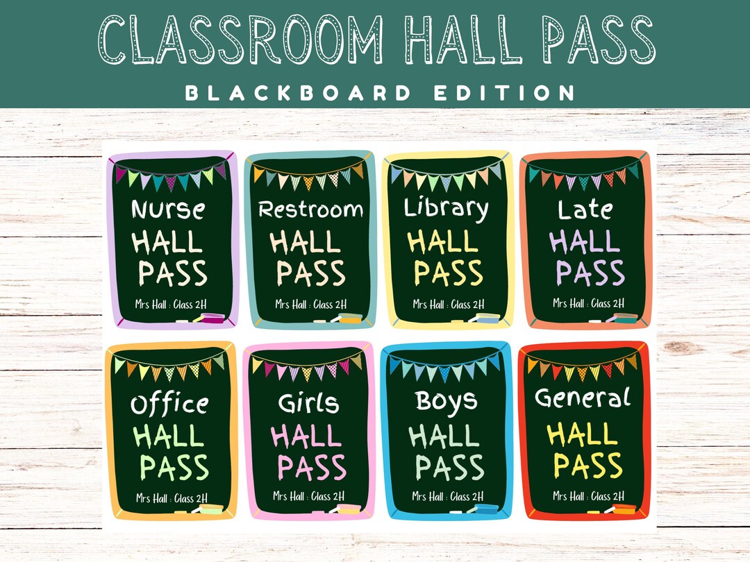 Classroom Hall Pass, School Hall Pass, Hall Pass for Teacher, Hall Pass ...